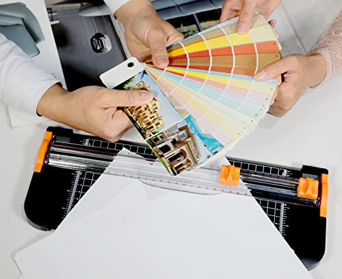 Paper Cutter-12 inch Paper slicerA4 with Automatic Safety Guard and Side Ruler, 1 Free Replacement Blade for Paper Cutter, Suitable for Cutting Craft Paper、 Card Coupons 、Photos
