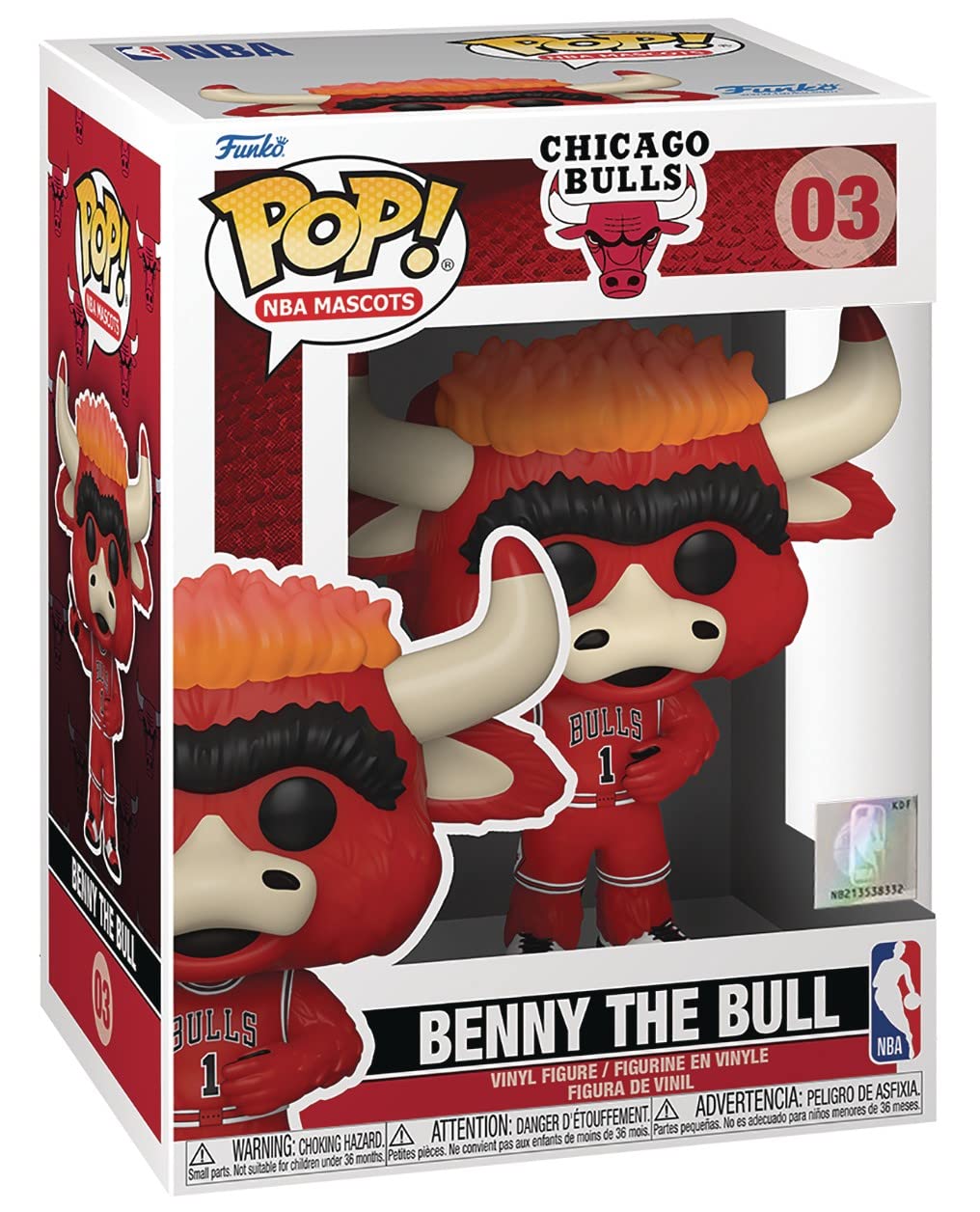POP NBA Mascots: Chicago - Benny The Bull Funko Pop! Vinyl Figure (Bundled with Compatible Pop Box Protector Case), Multicolored, 3.75 inches