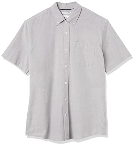 Amazon Essentials Oxford Shirts for Men - Regular-Fit, Short-Sleeve, Grey, X-Large