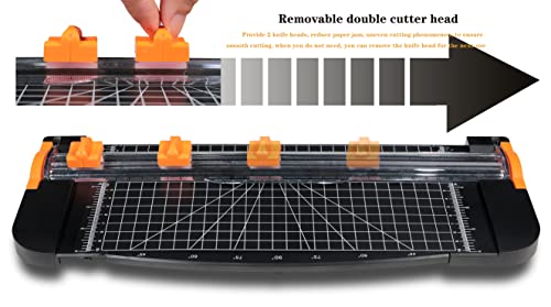 Paper Cutter-12 inch Paper slicerA4 with Automatic Safety Guard and Side Ruler, 1 Free Replacement Blade for Paper Cutter, Suitable for Cutting Craft Paper、 Card Coupons 、Photos