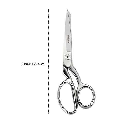 TONMA Sewing Scissors [Made in Japan] 9 Inch Professional Fabric Scissors, Industrial Japanese Solid Stainless Steel Dressmaker Tailor Shears, Ideal for Cutting Fabric Cloth Denim Leather