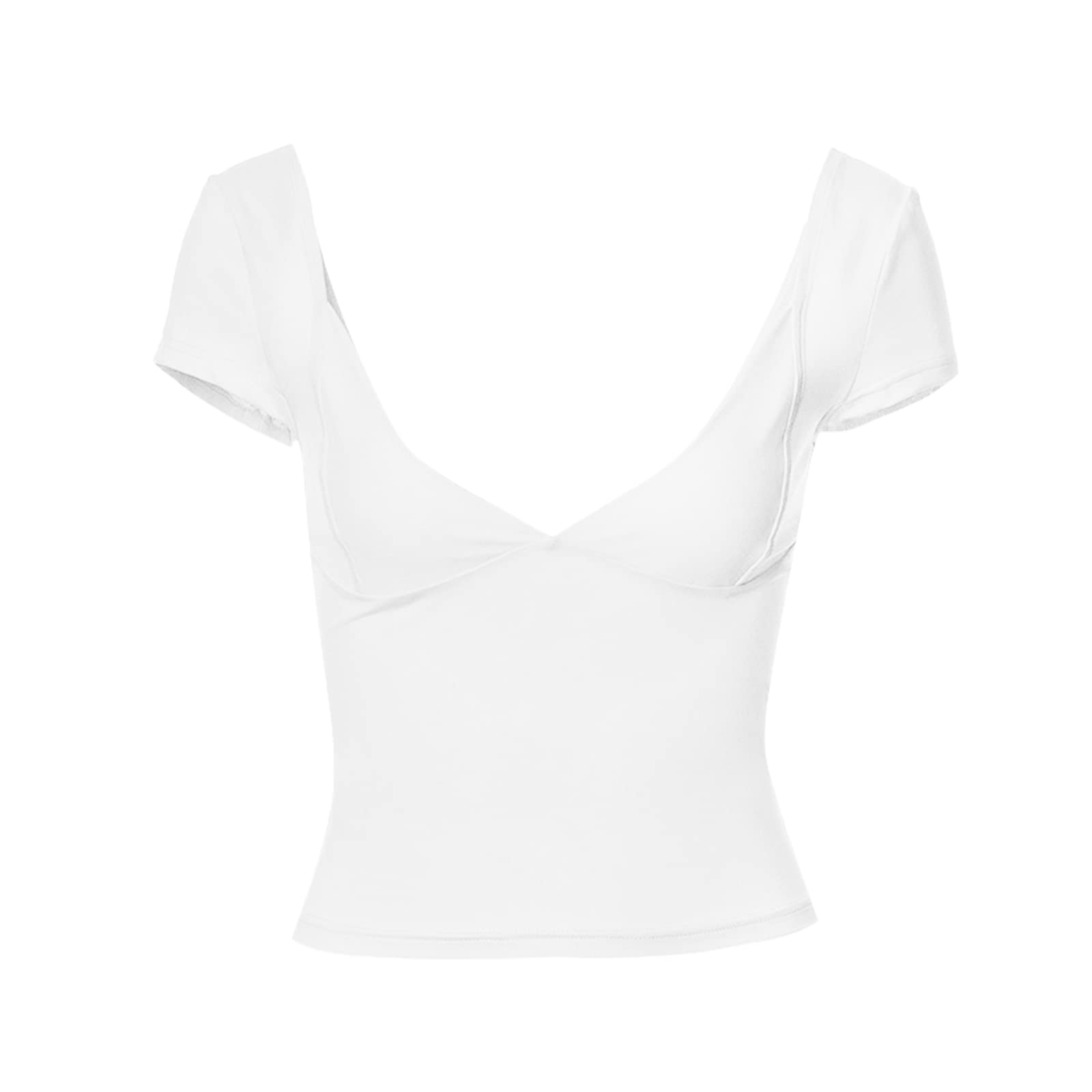 Women’s Crop Tops Cami Deep V Neck Sexy Y2K Shirt Short Sleeve Backless Basic Summer Casual Tee Shirts Cami Crop Tops (as1, Alpha, s, Regular, Regular, White)