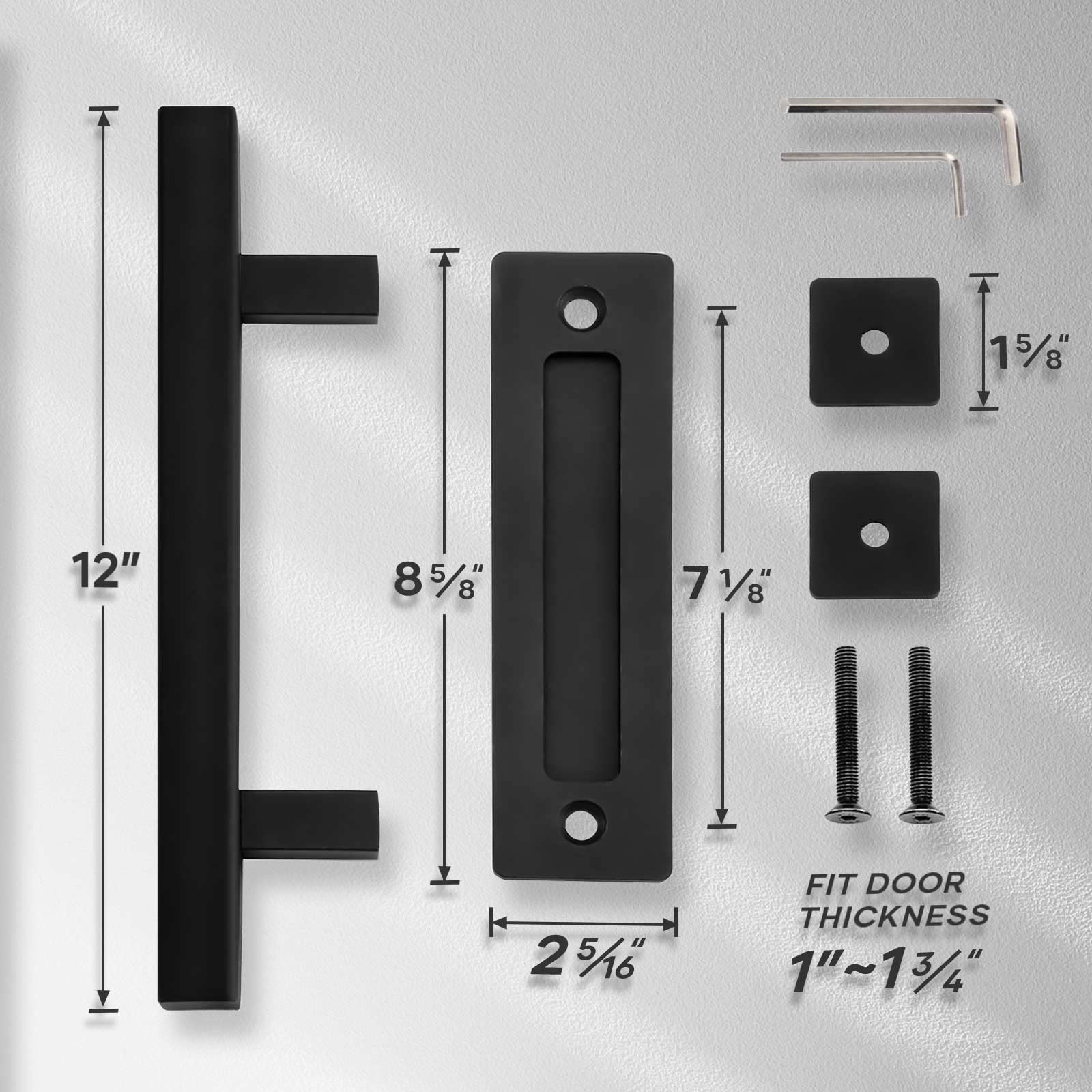 EaseLife 2 Pack 12" Sliding Barn Door Handles and Pulls Hardware,Rustic Double Sided,Heavy Duty