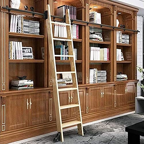 Sliding Library Ladder Hardware (No Ladder) Sliding Barn Door Kit with Floor Roller Wheels 3.3ft- 20ft Rolling Ladder Hardware Library Sliding Ladder Hardware Kit+ Extention Tracks (No Ladder) ( Size