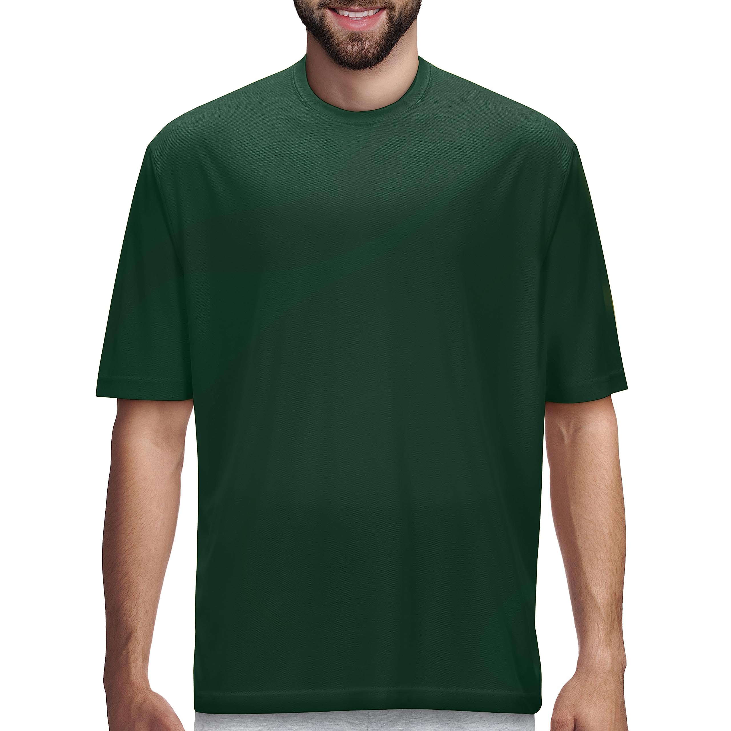 Premium Wear Men's Moisture Wicking Athletic T Shirts Big Tees - Short Sleeve - Nice Hunter Green XL
