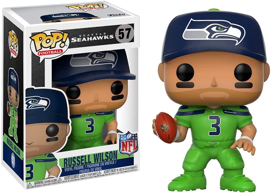 Funko Pop NFL: Seattle Seahawks Russell Wilson (Color Rush) #57 Vinyl Figure (Bundled with Pop Protector)