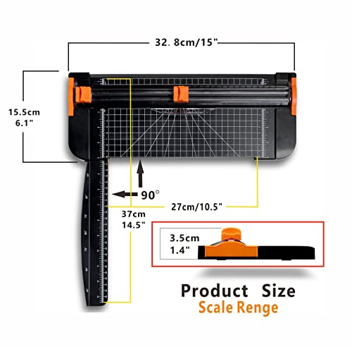 Paper Cutter-12 inch Paper slicerA4 with Automatic Safety Guard and Side Ruler, 1 Free Replacement Blade for Paper Cutter, Suitable for Cutting Craft Paper、 Card Coupons 、Photos