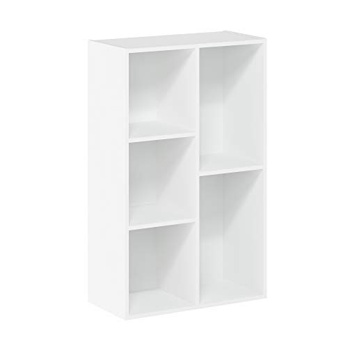Furinno Pasir 3 Tier Display Bookcase Luder 5-Cube Bookcase, White