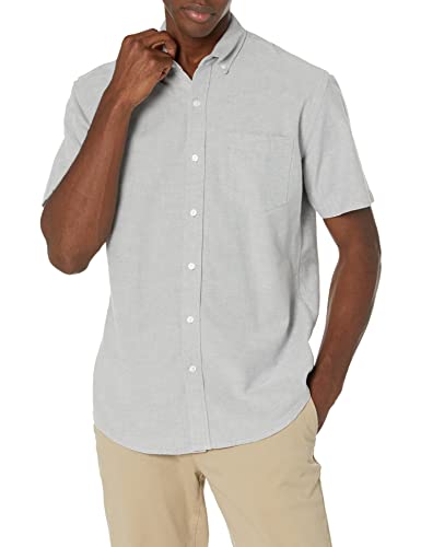 Amazon Essentials Oxford Shirts for Men - Regular-Fit, Short-Sleeve, Grey, X-Large