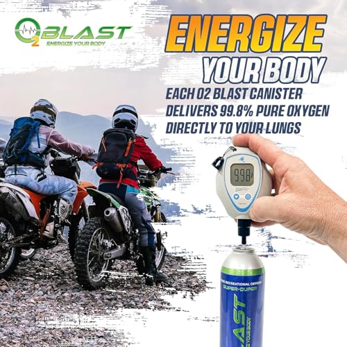 O2 Blast - Pure Oxygen Supplement - Supports Fast Recovery, Increase Stamina, & Enhanced Focus for High Altitude & Action Sports, Flip-Top Cap - 4 Liter Portable Canned Oxygen - 4 Pack