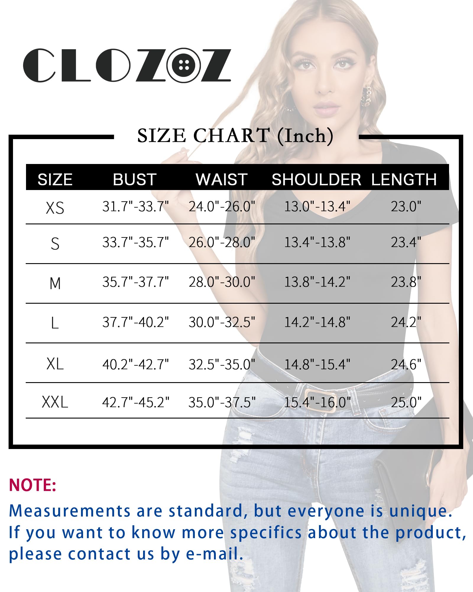 CLOZOZ Womens V Neck Short Sleeve Long Sleeve Shirt Fitted T Shirts Basic Tee Tops for Women Sexy Casual (2-shortseeve-Black, Medium)
