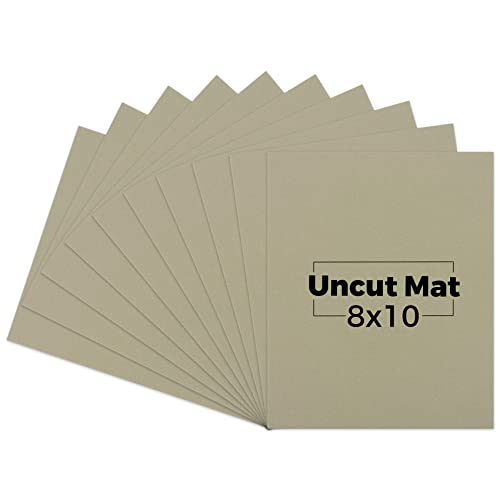Mat Board Center, 10 Pack 8x10 Picture Backing Boards, Middle Grey Uncut Matt Boards, Ideal for Pictures/Prints/Frames/Arts