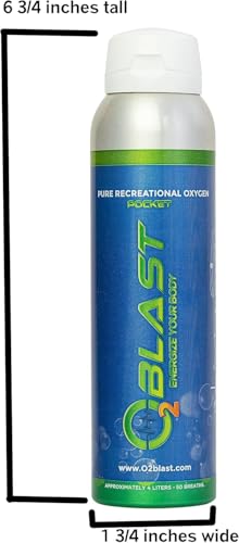 O2 Blast - Pure Oxygen Supplement - Supports Fast Recovery, Increase Stamina, & Enhanced Focus for High Altitude & Action Sports, Flip-Top Cap - 4 Liter Portable Canned Oxygen - 4 Pack
