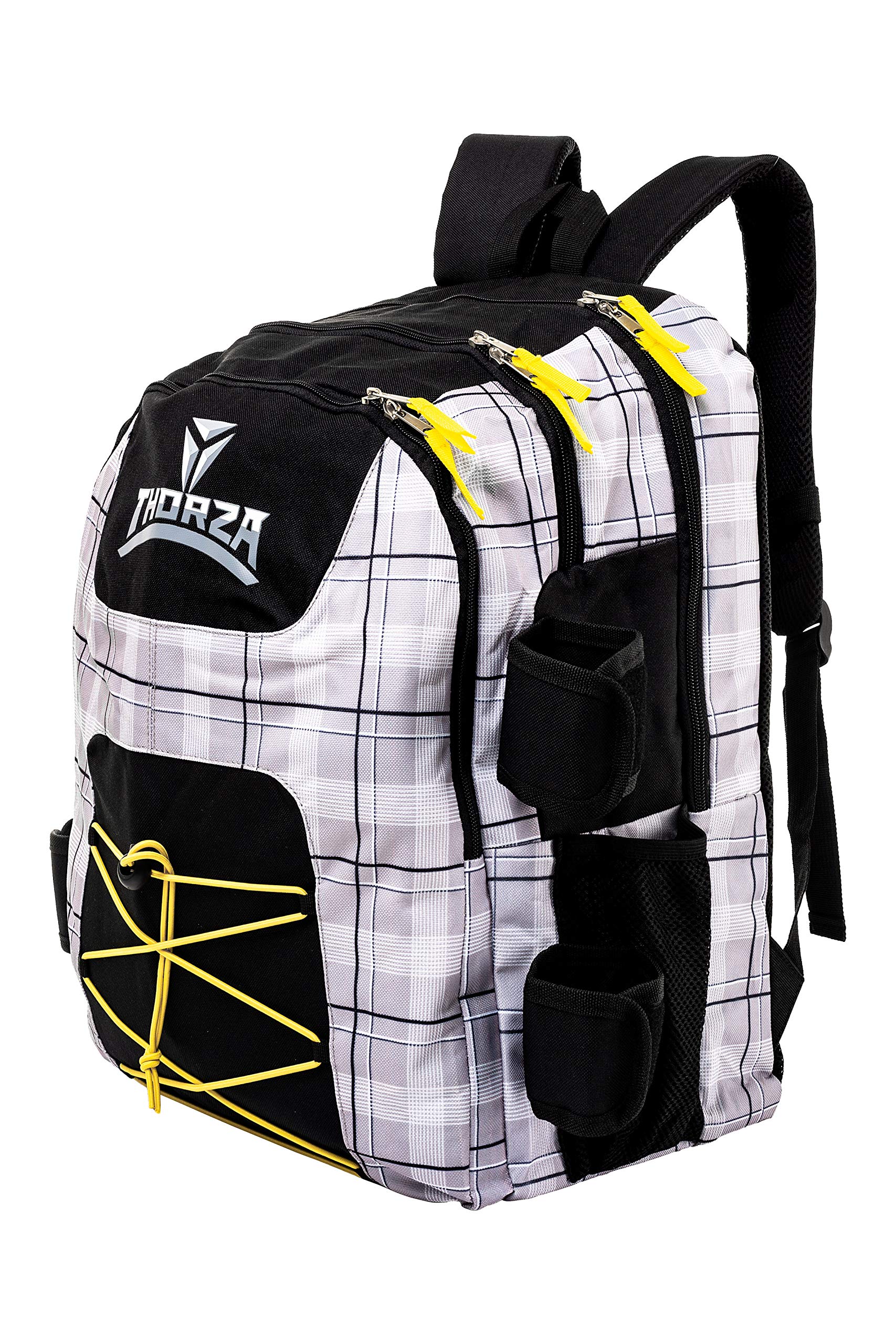 Thorza Lacrosse Backpack with Stick Holder and Multi Pocket Equipment Storage for Gloves, Cleats, Pads, and Goalie Gear - Large Capacity, Game, Travel and Practice Use