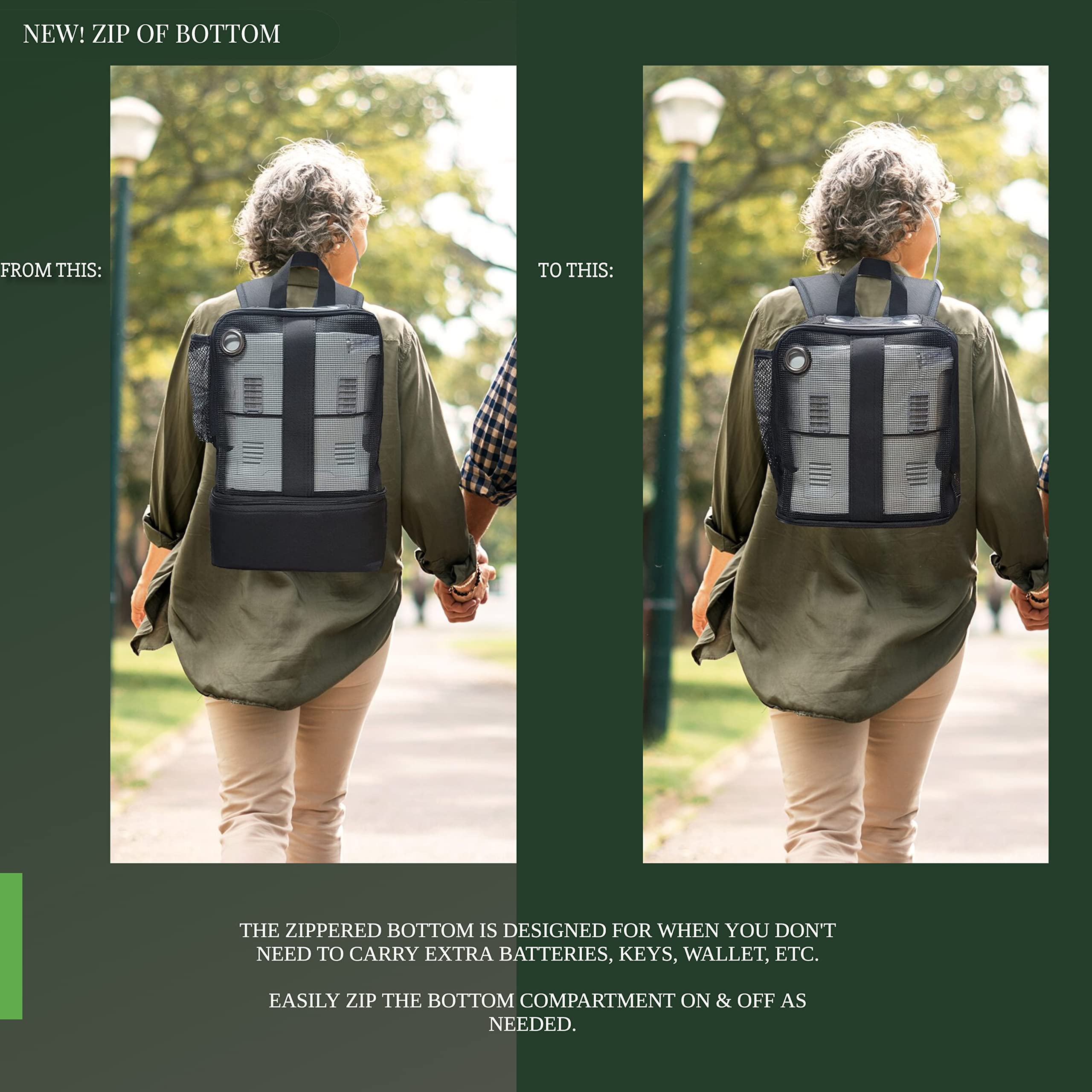 O2TOTES USA Portable Oxygen Concentrator Mesh Backpack Compatible with Inogen One G3 & Inogen One G5 (Fits: Inogen One G3 & Inogen One G5, OxyGo & OxyGo Next)