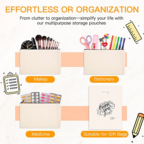 Visbouble 10 Pack Blank Craft DIY Canvas Makeup Bag - Cosmetic Bag with Zipper, Plain Pencil Case Pen Pouch for Cricut, Travel Toiletry Small Bag with 10 PCS Individual Gift Packaging