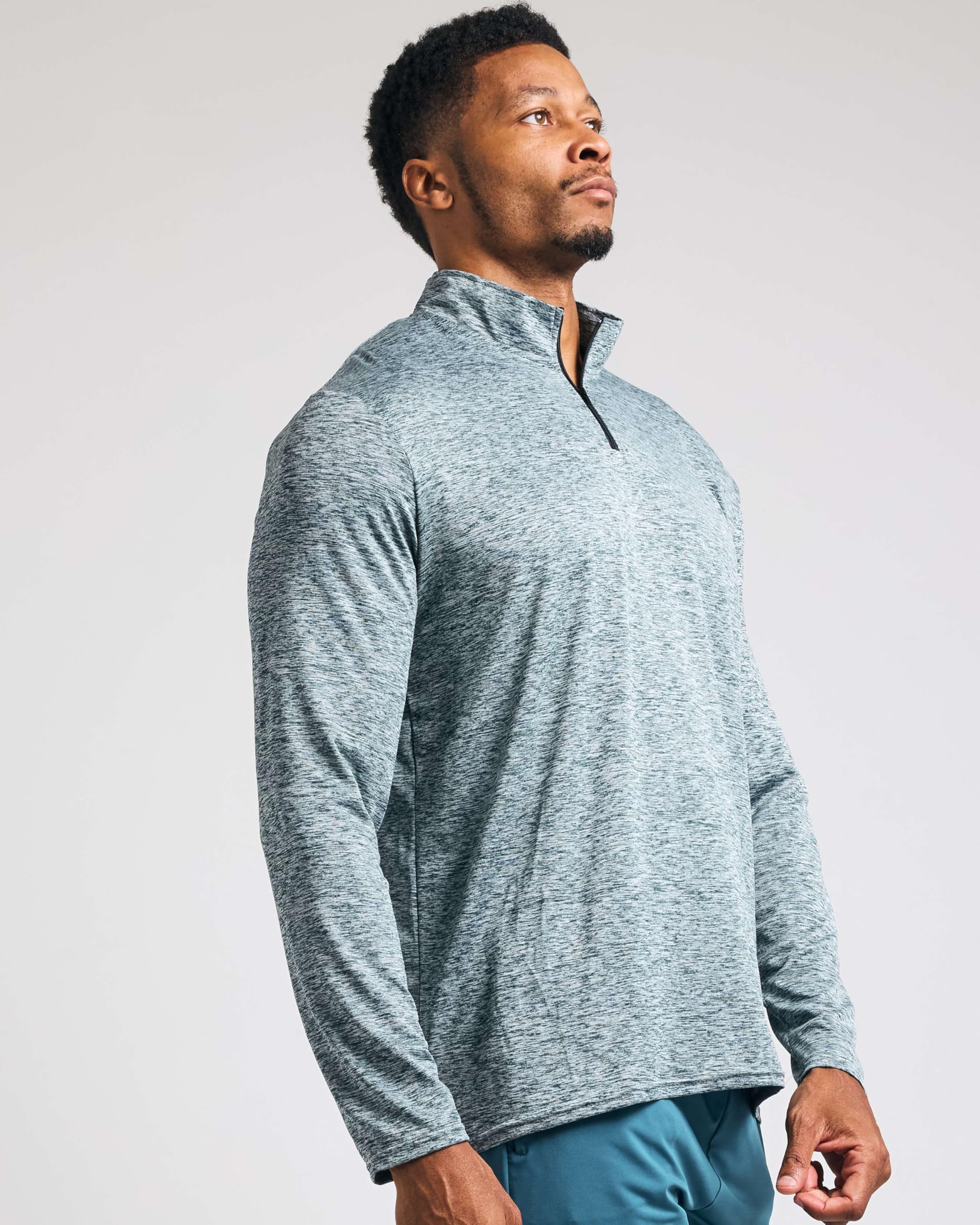 Real Essentials Mens Quarter 1/4 Zip Pullover Men Sweatshirt Long Sleeve Shirts 1/2 Athletic Fishing Dry Fit Shirt Gym Running Compression Golf Half Top Workout Sweatshirts, Set 3, L, Pack of 3