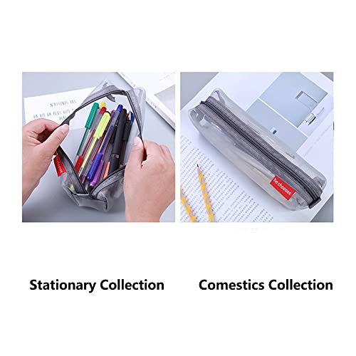 Clear Pencil Bag Big Storage Mesh Bag Nylon Pencil Bag Transparent Pencil Case Clear Pencil Case for Exam School Office,White (Type A)