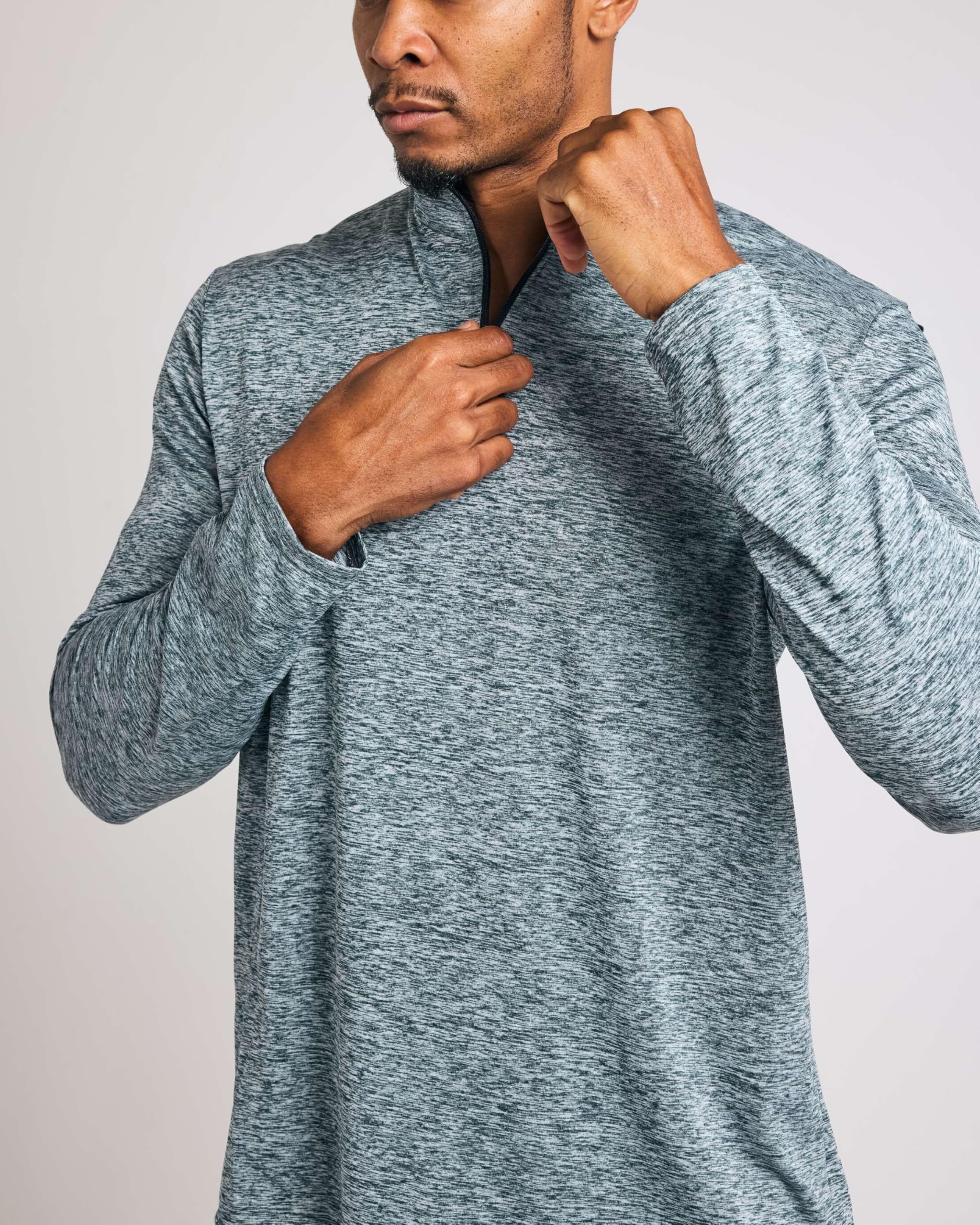 Real Essentials Mens Quarter 1/4 Zip Pullover Men Sweatshirt Long Sleeve Shirts 1/2 Athletic Fishing Dry Fit Shirt Gym Running Compression Golf Half Top Workout Sweatshirts, Set 3, L, Pack of 3