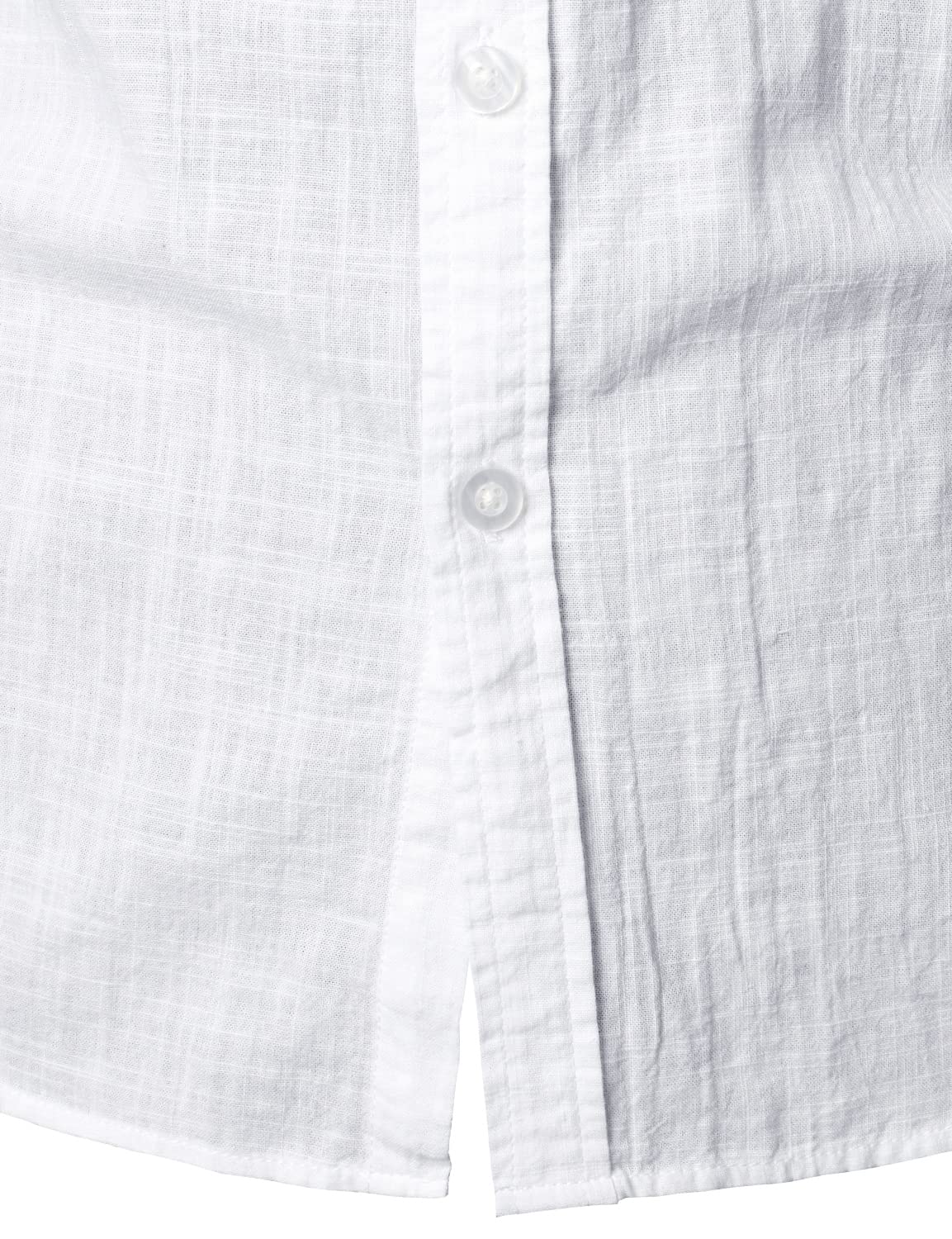 ZEROYAA Men's Fitted Cotton Linen Casual Short Sleeve Button Up Shirts Lightweight Beach Tops with Pocket ZLSC34-White Medium