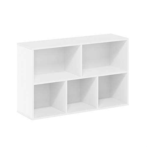 Furinno Pasir 3 Tier Display Bookcase Luder 5-Cube Bookcase, White