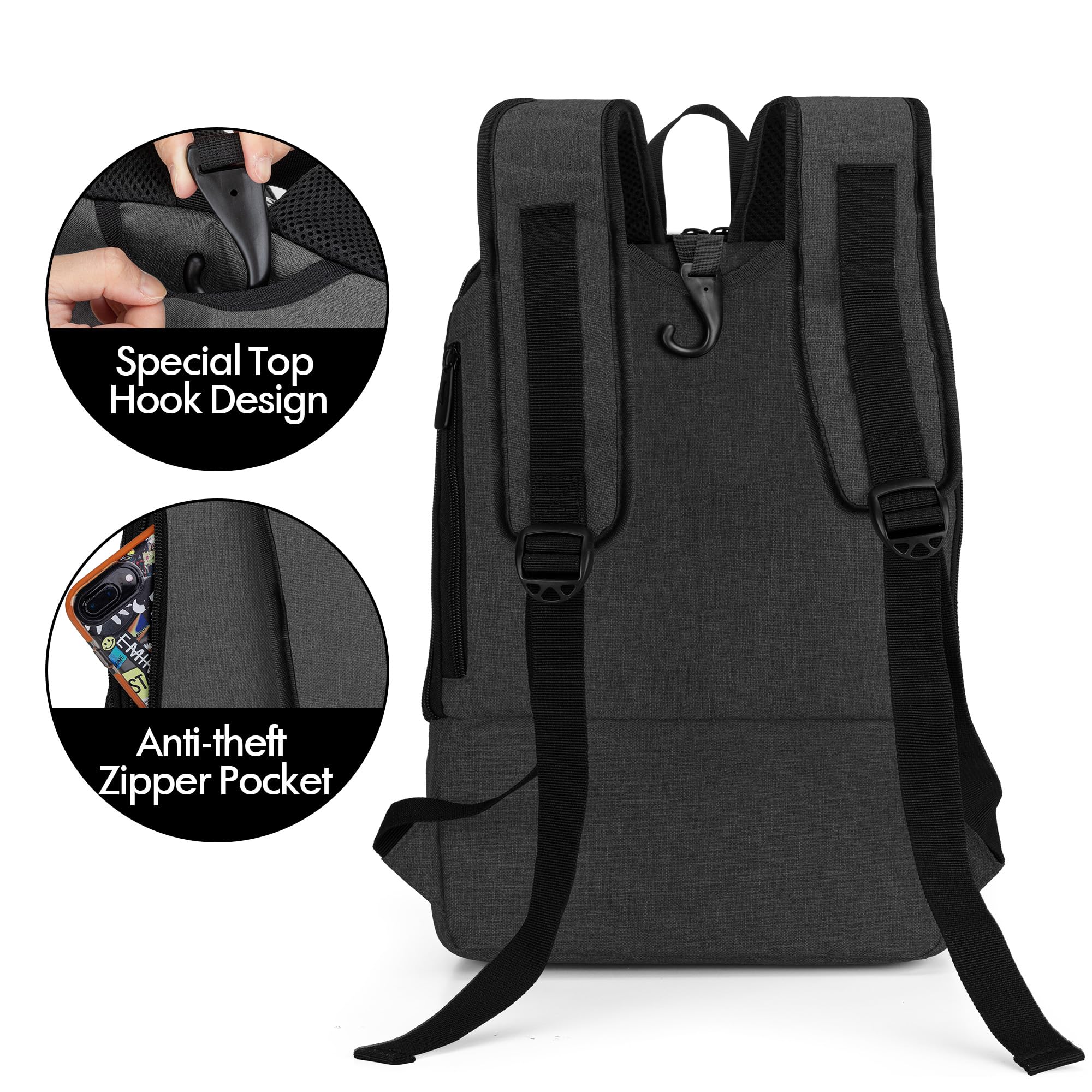 CURMIO Travel Carrying Bag for Portable Oxygen Concentrators, Universal POC Backpack with Mesh Panels for Breathability, Compatible for Inogen, Oxygo, Caire Units, for on-The-go, Black, Bag Only