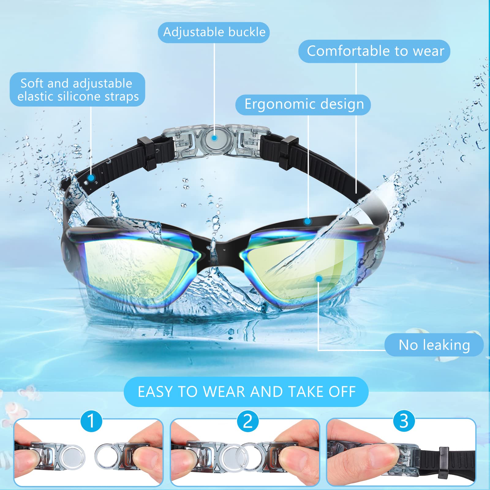 Xuhal 20 Pack Swimming Goggles Bulk Adult Anti Fog UV Protection No Leaking Wide View Goggles for Women Men Youth Multicolor (Classic)