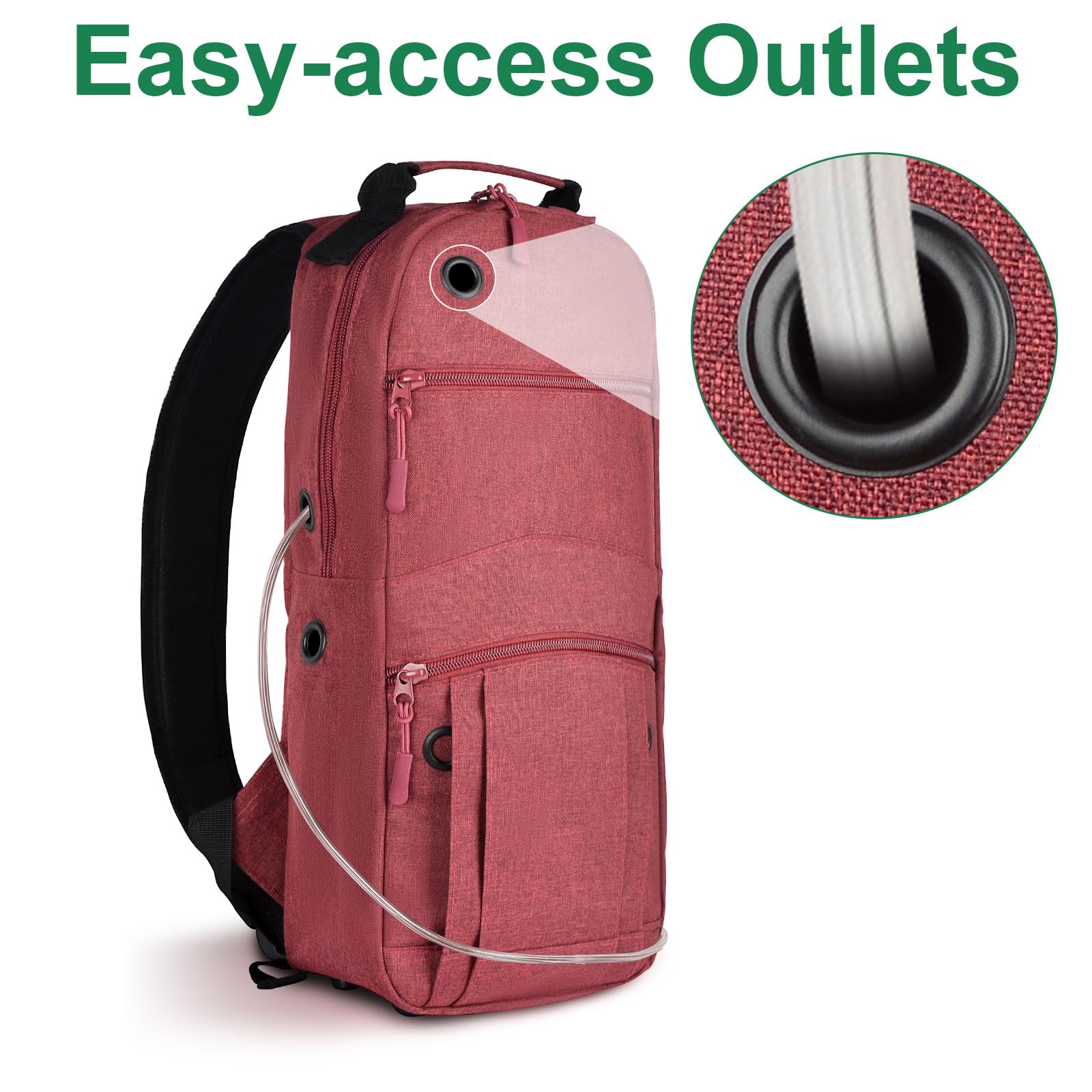 APDTEK Portable Oxygen Tank Backpack for Size M2, B/M6, C/M9, ML6, A/M4, M7, Comfortable Medical Oxygen Cylinder Backpack Bag with Durable Straps for Travel - Not Suitable for Size D (Red)