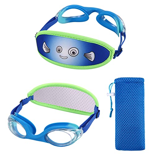RUIGAO Kids Goggles for Swimming 4-7, Toddler Swim Goggles No Tangle, Blue Goggles for Boyss, Swimming Goggles with Elastic Strap & Pain Free Head Band