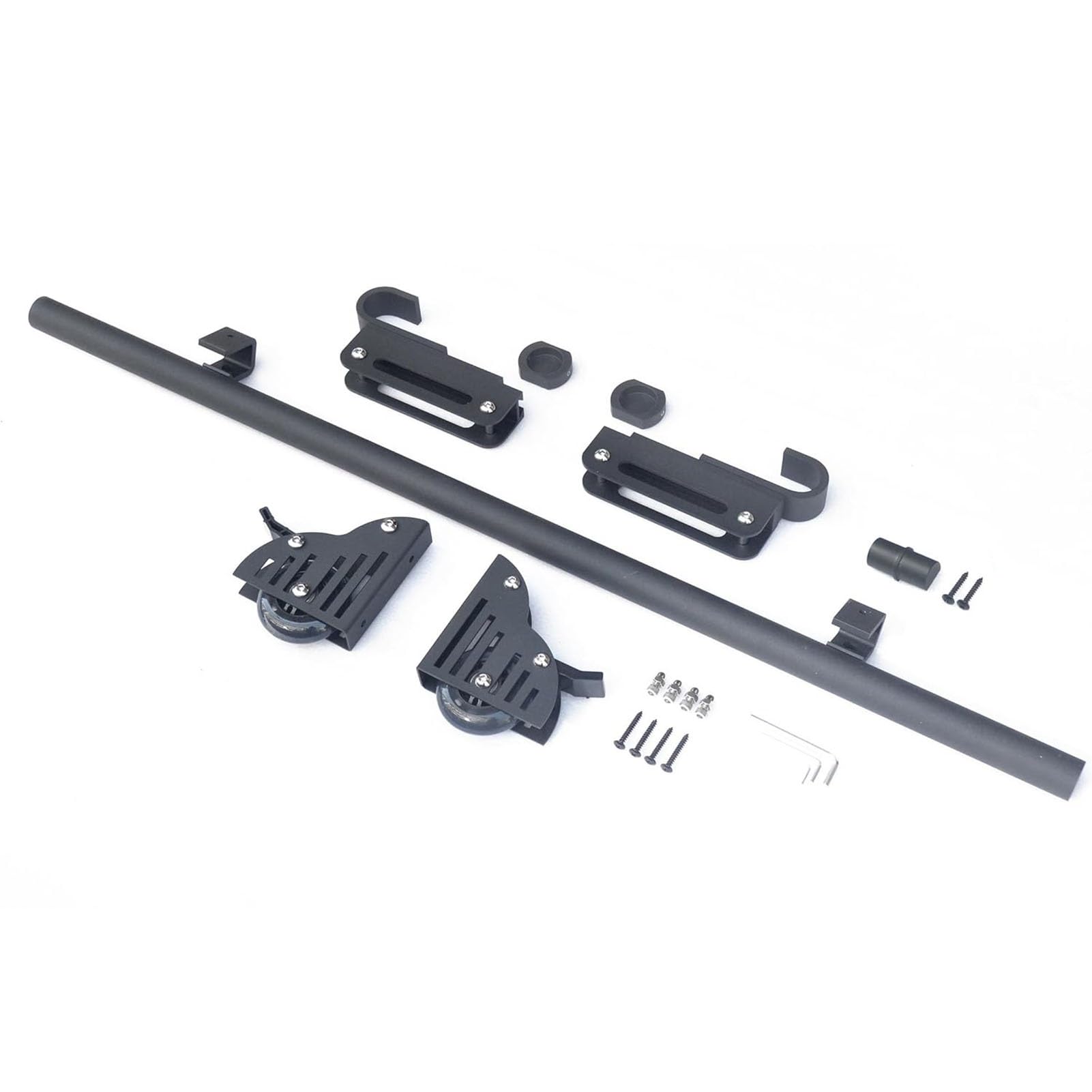 Hook on Sliding Library Ladder Hardware Kit, Telescoping Upper Hook, Rolling Ladder Hardware Kit(No Ladder) W/Caster, Metal Step Rods W, Sliding Hook Assemblies(Limited to Ladder Thickness 2.5cm) (S