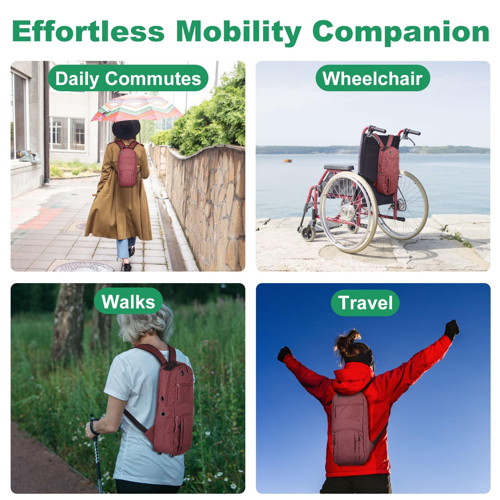 APDTEK Portable Oxygen Tank Backpack for Size M2, B/M6, C/M9, ML6, A/M4, M7, Comfortable Medical Oxygen Cylinder Backpack Bag with Durable Straps for Travel - Not Suitable for Size D (Red)