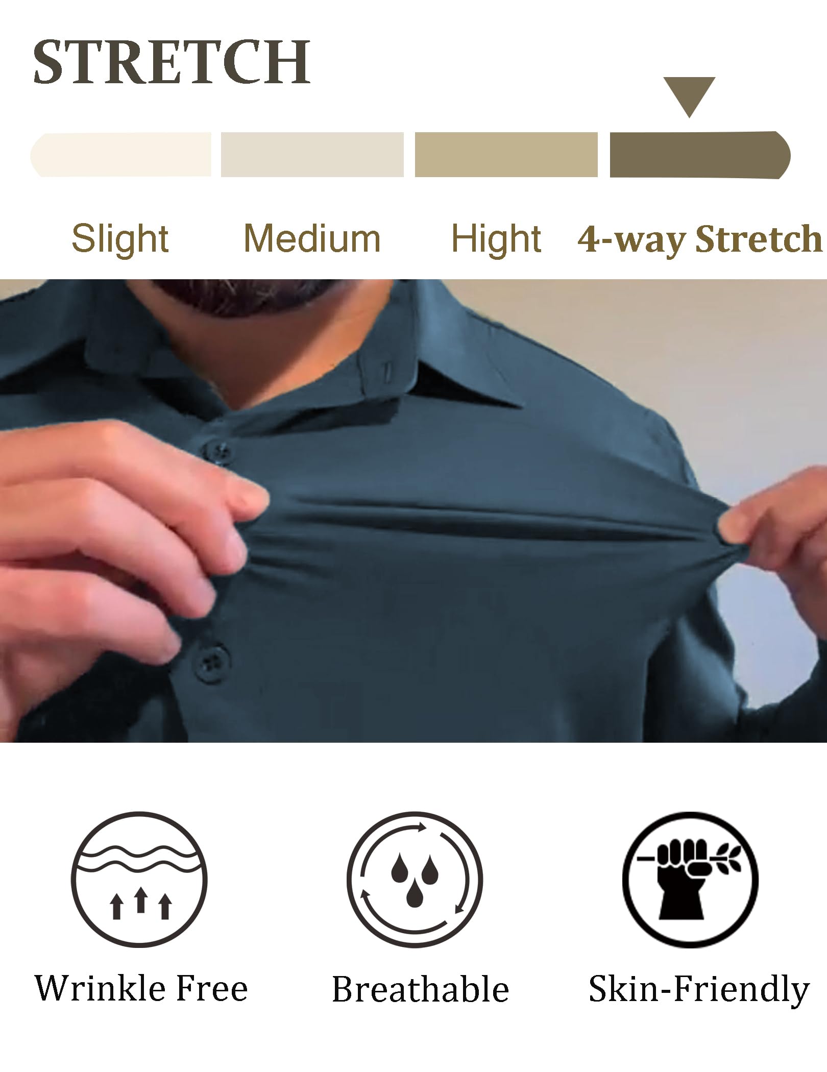 COOFANDY Men Formal Dress Shirt Long Sleeve Button Down Shirt Business Casual Shirt Deep Blue