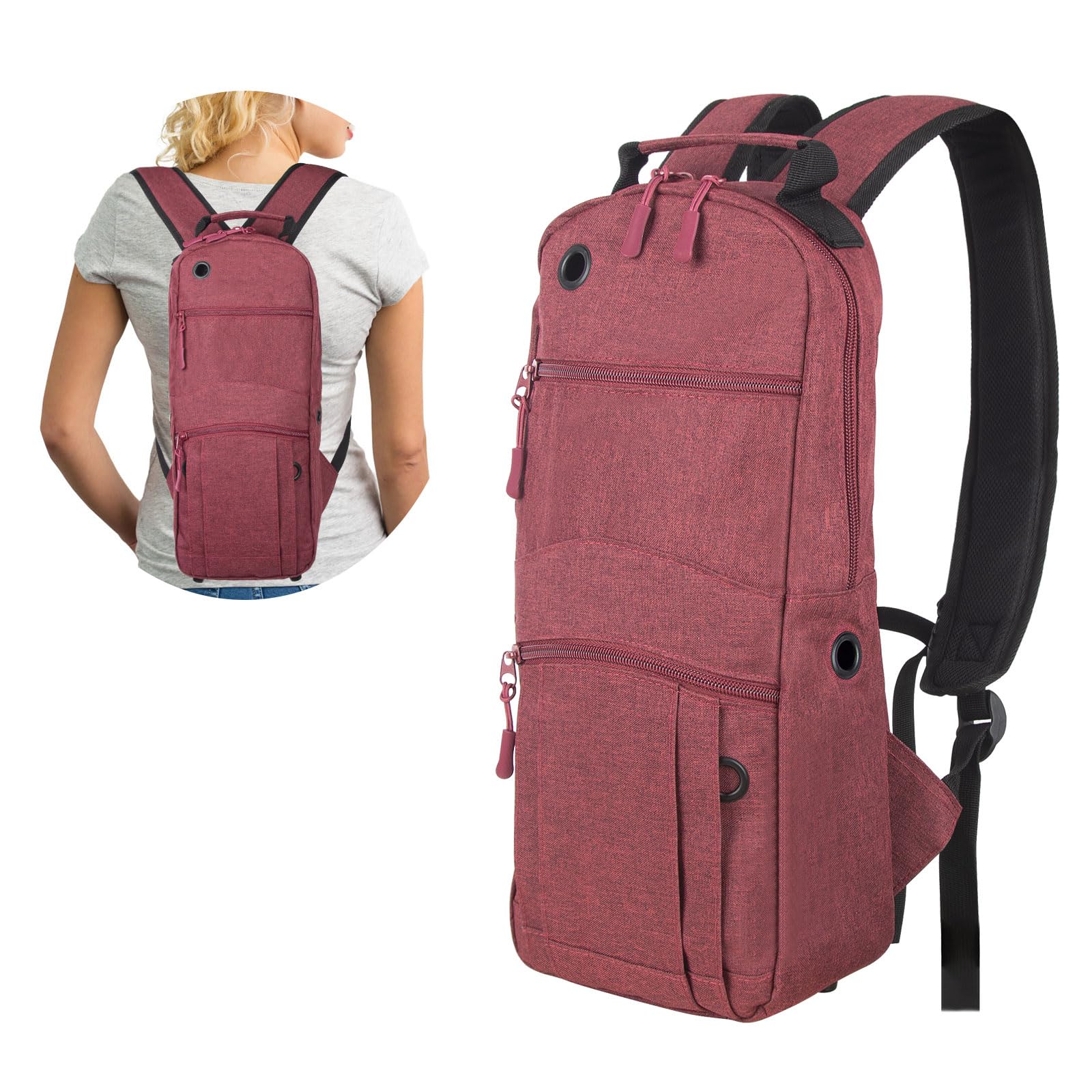APDTEK Portable Oxygen Tank Backpack for Size M2, B/M6, C/M9, ML6, A/M4, M7, Comfortable Medical Oxygen Cylinder Backpack Bag with Durable Straps for Travel - Not Suitable for Size D (Red)