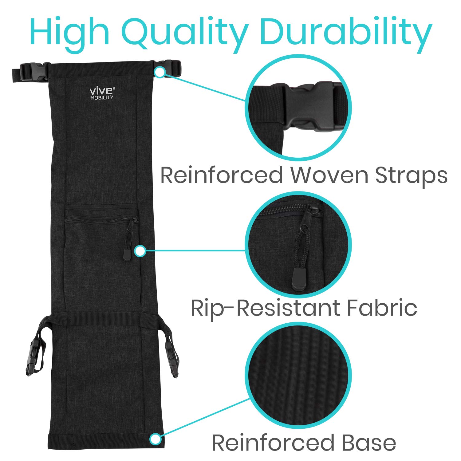 Vive Oxygen Tank Holder for Wheelchair - Portable Medical Cylinder Backpack for Travel - Carrier Accessories Bag for Walker, Rollator, Scooter - Case Fits Canister Sizes M2, M4, M6, M9, C, D, E