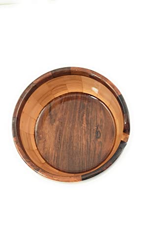 PrimeArt Steam beech Crafted Wooden Yarn Ball Storage Bowl with Spiral Yarn Dispenser & Decorative Rings Knitting Crochet Accessories 7X4