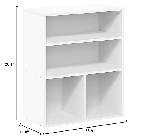 Furinno Pasir 3 Tier Display Bookcase Luder 5-Cube Bookcase, White