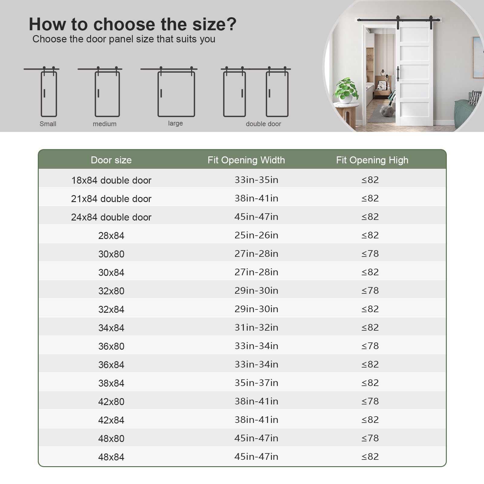 Fredbeck 36x84 inch White Barn Door with 6.6FT Sliding Door Hardware Kit Included & Handle,Solid,MDF,PVC Surface,DIY Assembly,5-Panel,Fit 33in-34in Opening