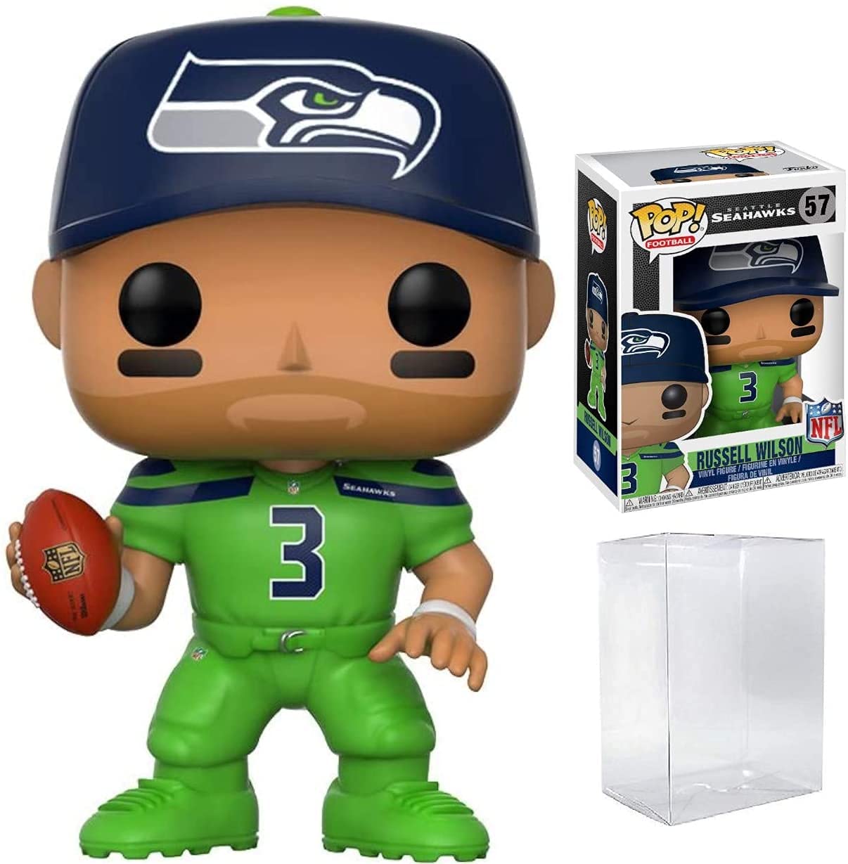 Funko Pop NFL: Seattle Seahawks Russell Wilson (Color Rush) #57 Vinyl Figure (Bundled with Pop Protector)