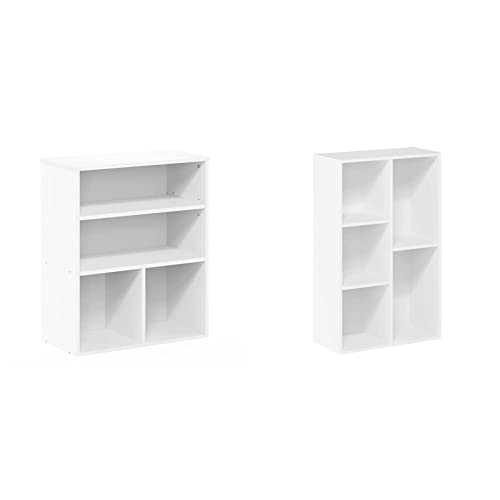Furinno Pasir 3 Tier Display Bookcase Luder 5-Cube Bookcase, White