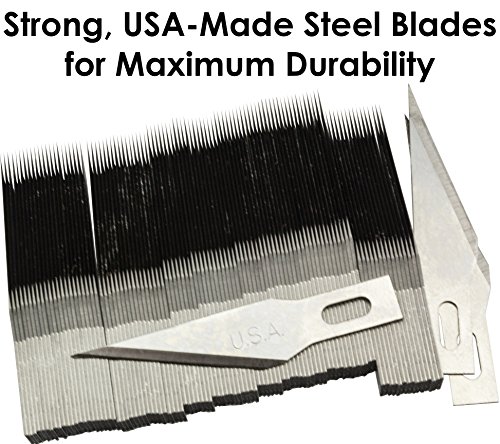 Premium USA-Made Steel Hobby Knife Blades Mega Bulk 100 Pack. Save Time and Shipping Costs! The Fine Point #11 Size Blade Universally Fits #1 Craft Knife Handles for Modeling and Papercraft Projects