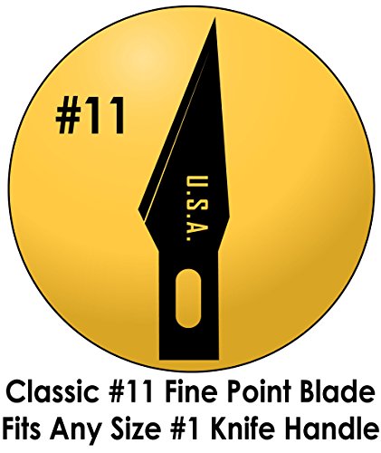 Premium USA-Made Steel Hobby Knife Blades Mega Bulk 100 Pack. Save Time and Shipping Costs! The Fine Point #11 Size Blade Universally Fits #1 Craft Knife Handles for Modeling and Papercraft Projects