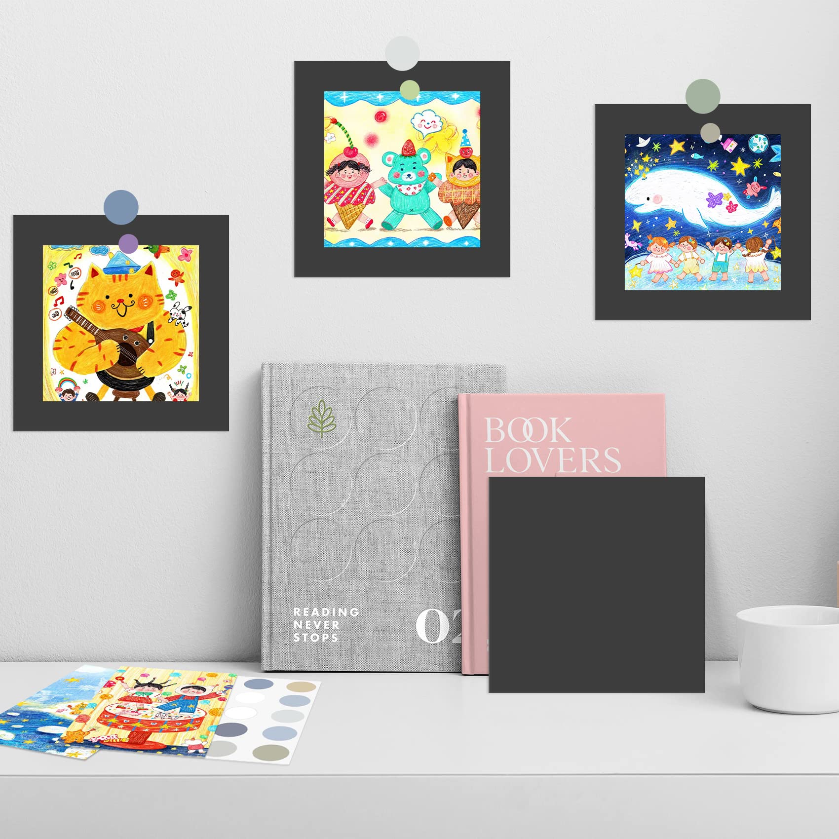 Frametory, 8x8 Black Uncut Picture Mat Boards, Backing Boards for Frames, Photos, Crafts - Pack of 12