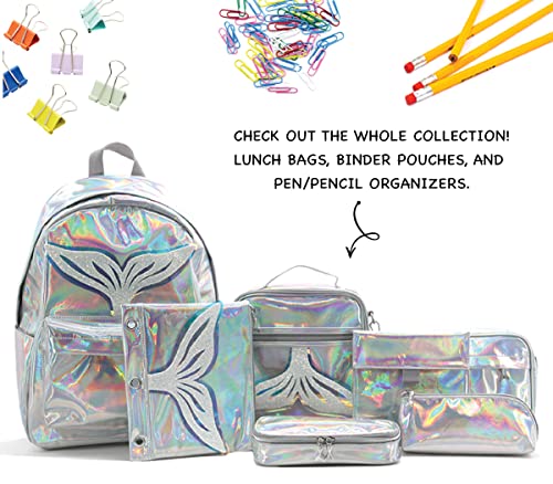 OMG ORGANIZE MY GEAR Cute Pencil Case for Kids, Pen Storage Pouch Large Capacity, Zipper Mesh Pocket Compartment, Multi-Slot Pencil Bag Pen Case (Iridescent Silver)