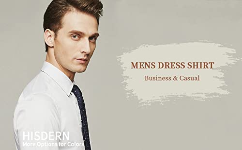 HISDERN Mens Black Dress Shirt Long Sleeve Button Down Collar Plaid Inner Contrast Formal Business Casual Shirts