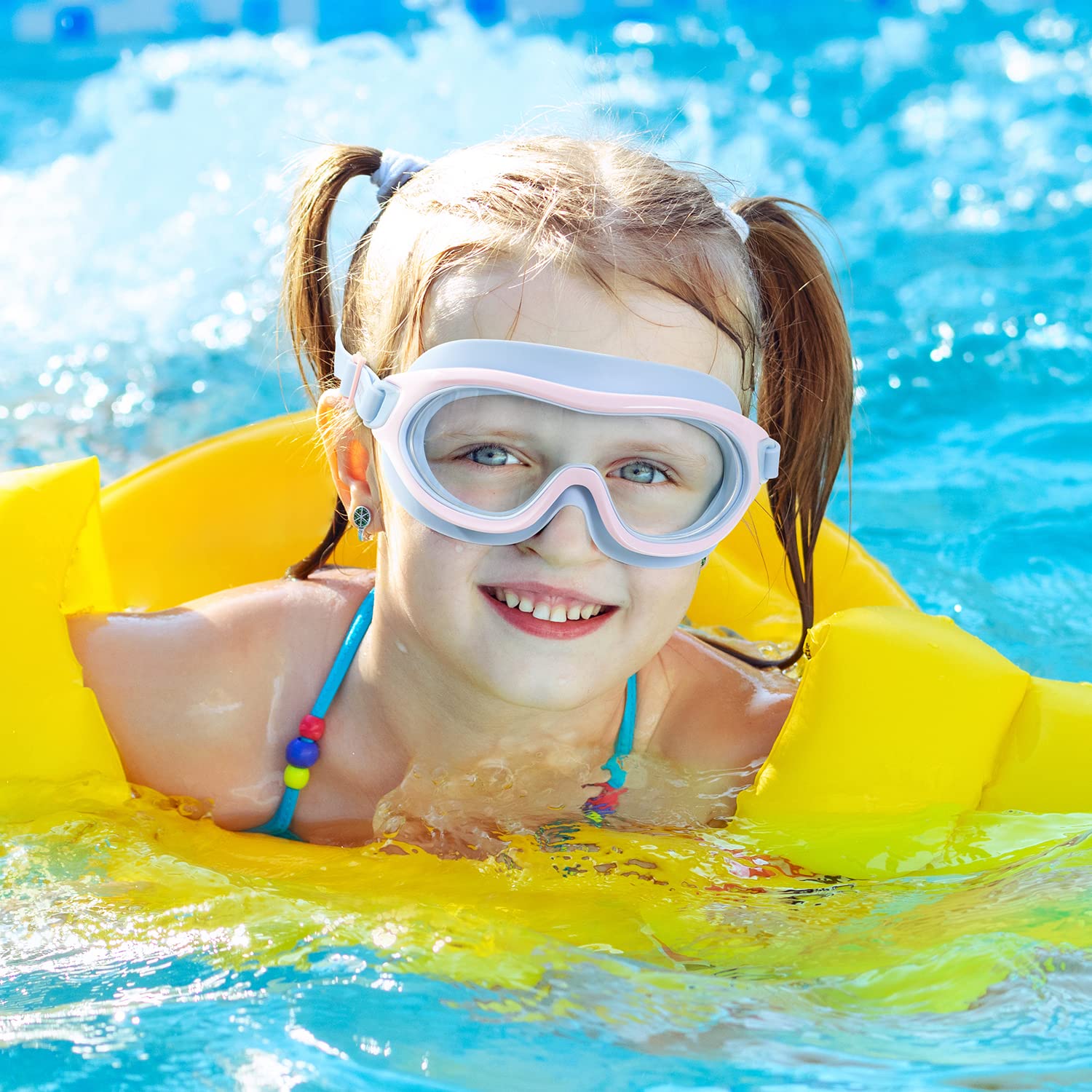 COPOZZ Swimming Goggles for Kids 6-14, Wide View Youth Swim Goggles No Leaks AntiFog Crystal Clear Water Pool Swim