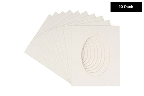 Oyster Shell White Acid Free 9x11 Oval Picture Frame Mat with White Core Bevel Cut for 7x9 Pictures - Fits 9x11 Frame - Pack of 10 Matboard Show Kits With Acid Free Backings & Clear Bags