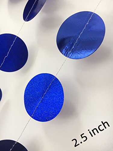 Autupy 4 Pack 52 feet Royal Blue Circle Garland Navy Blue Dots Paper Garland String Hanging Backdrop for Birthday Rustic Wedding Baby Shower Vintage Bachelorette Party