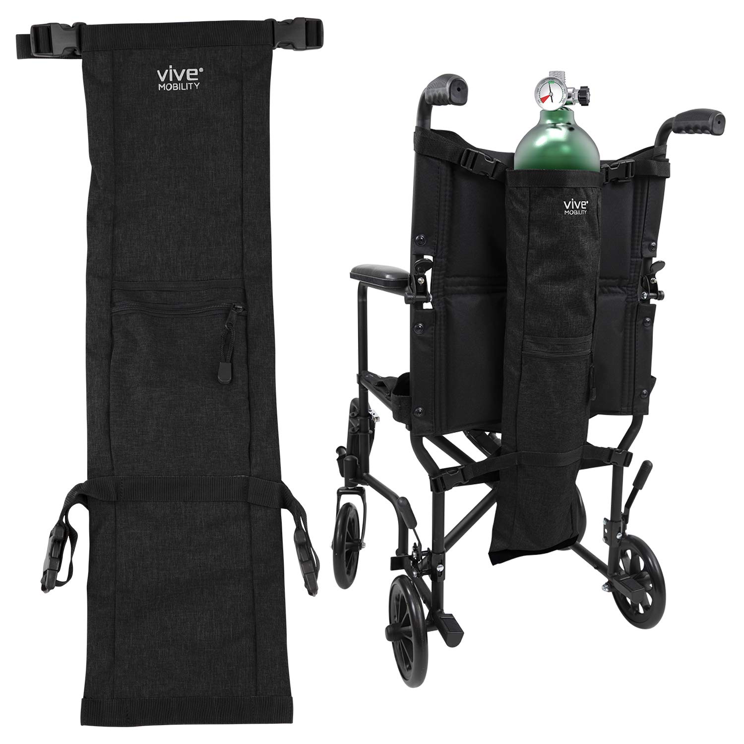 Vive Oxygen Tank Holder for Wheelchair - Portable Medical Cylinder Backpack for Travel - Carrier Accessories Bag for Walker, Rollator, Scooter - Case Fits Canister Sizes M2, M4, M6, M9, C, D, E