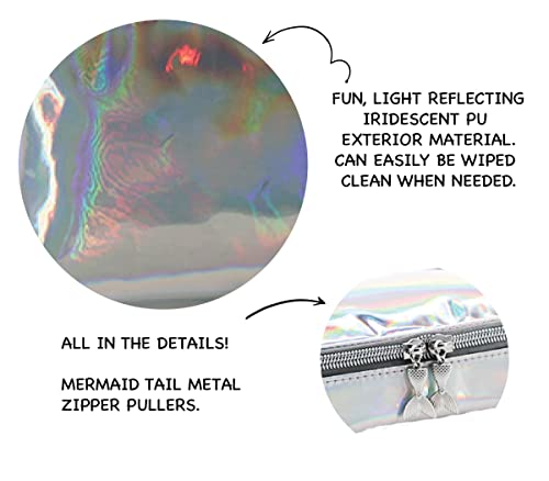 OMG ORGANIZE MY GEAR Cute Pencil Case for Kids, Pen Storage Pouch Large Capacity, Zipper Mesh Pocket Compartment, Multi-Slot Pencil Bag Pen Case (Iridescent Silver)