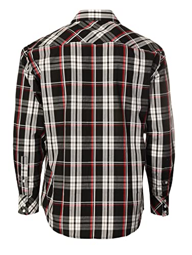 Gioberti Men's Western Plaid Shirt with Pearl Snap-on, Black/Red, Small